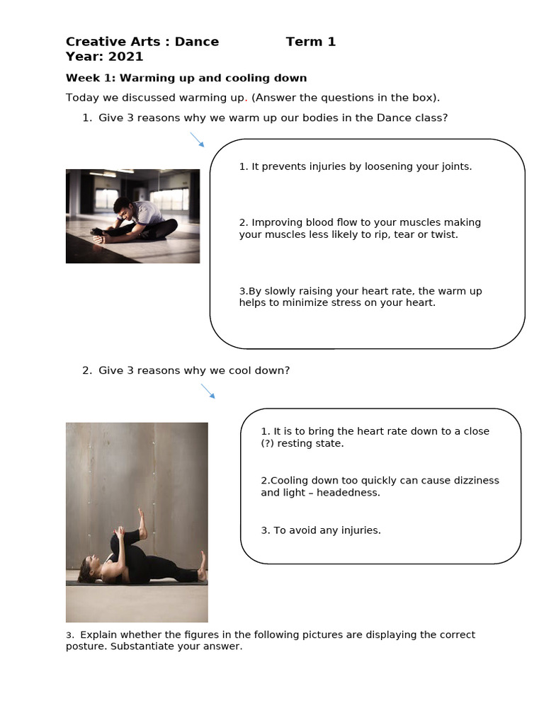 Warm Up and Cooling Down Grade 9 Reflection Final | PDF | Knee | Chair
