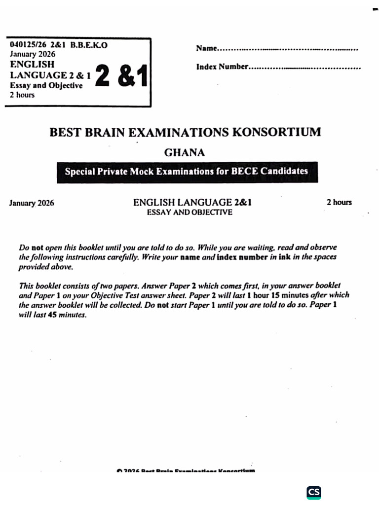 Bece Best Brain Mock English Language | PDF