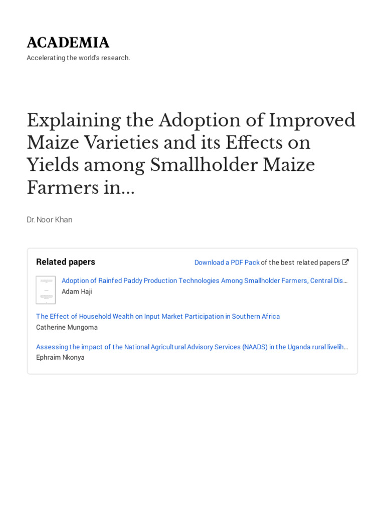 Explaining The Adoption of Improved Maize Varieties and Its Effects On ...