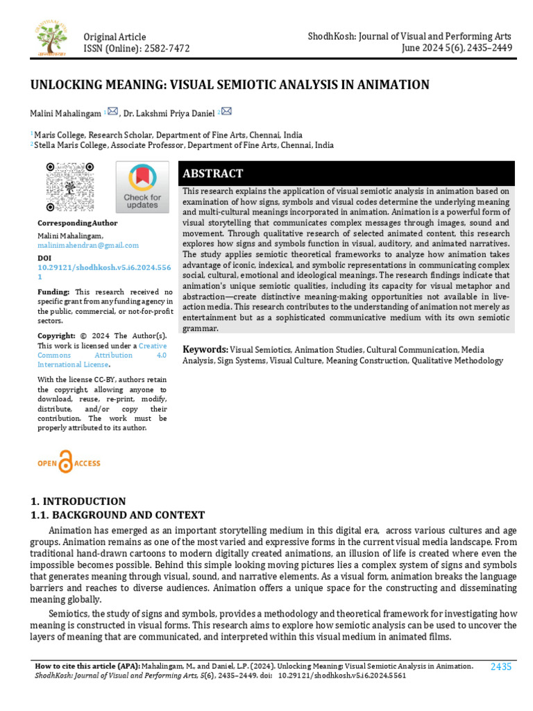 Unlocking Meaning Visual Semiotic Analysis in Anim | PDF | Semiotics