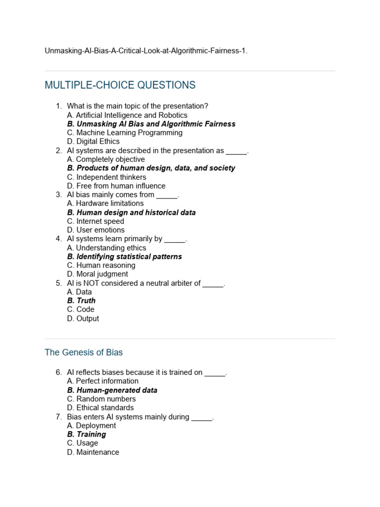 Unmasking AI Bias A Critical Look at Algorithmic Fairness 1 | PDF ...