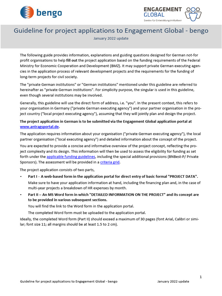 Guideline For Project Applications | PDF | Employment | Percentage