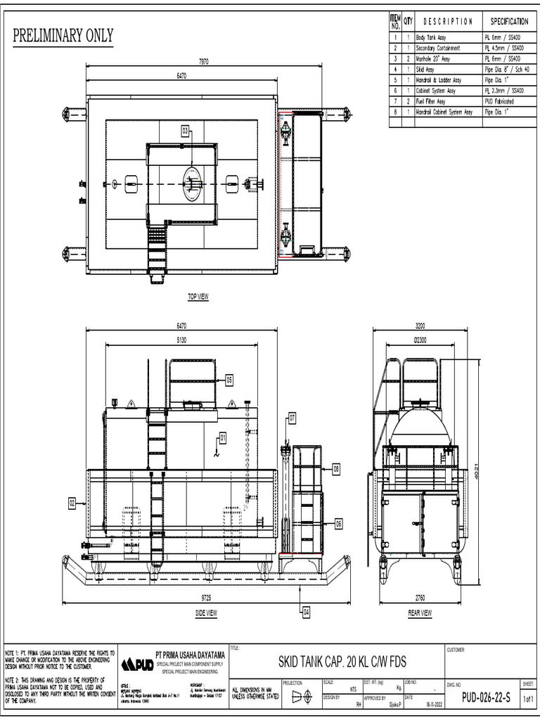 26. Skid Tank Cap.20 KL CW Secondary Containment | PDF