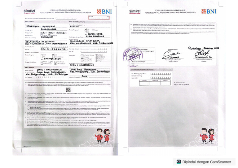 Contoh Pengisian Form Simpel BNI | PDF