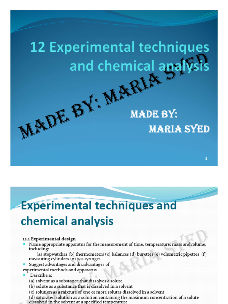 12 Experimental Techniques and Chemical Analysis | PDF | Mixture ...
