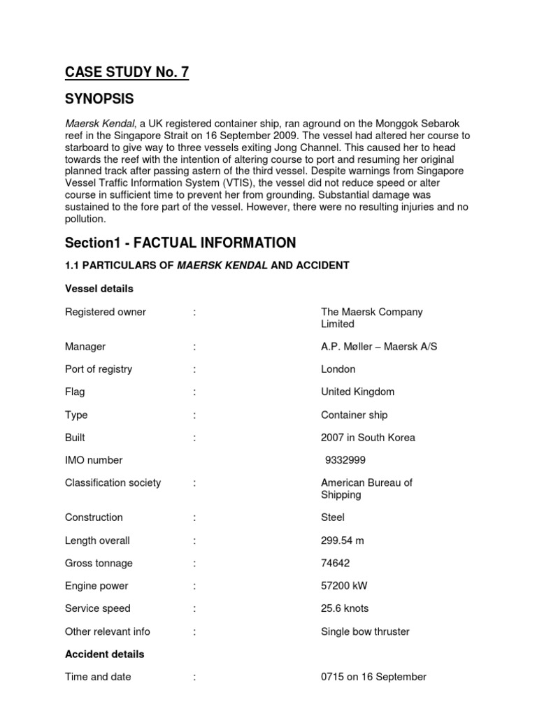 Maersk Kendal Grounding Case Study | PDF | Watercraft | Ships