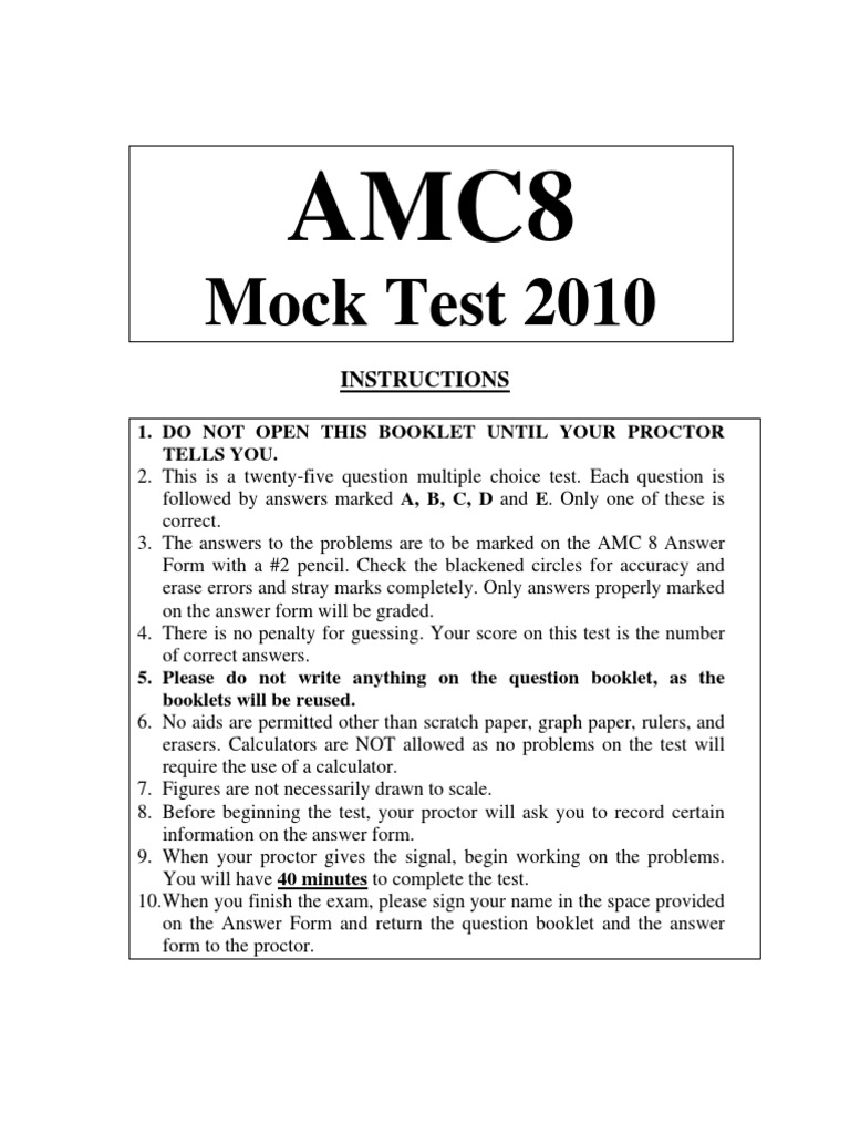 AMC8 Mock Test 2010 | PDF | Triangle | Euclidean Geometry