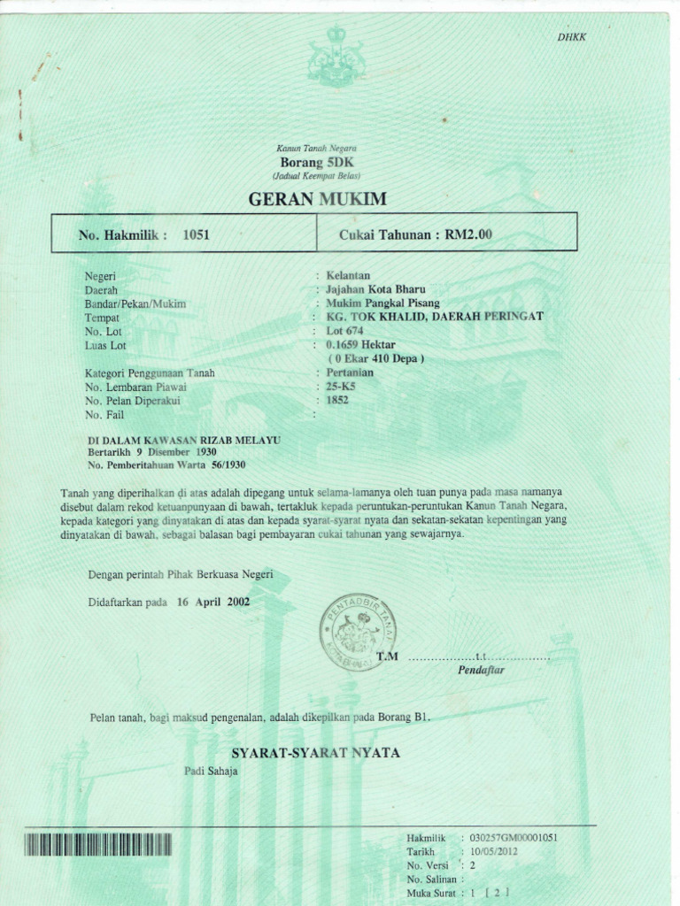 Rumah Spnb Lot 674 | PDF