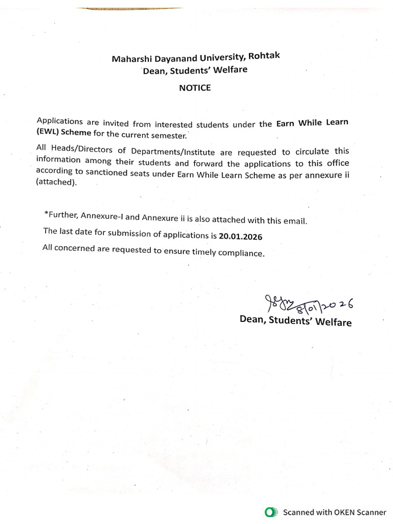 Earn While Learn Scheme Notice | PDF