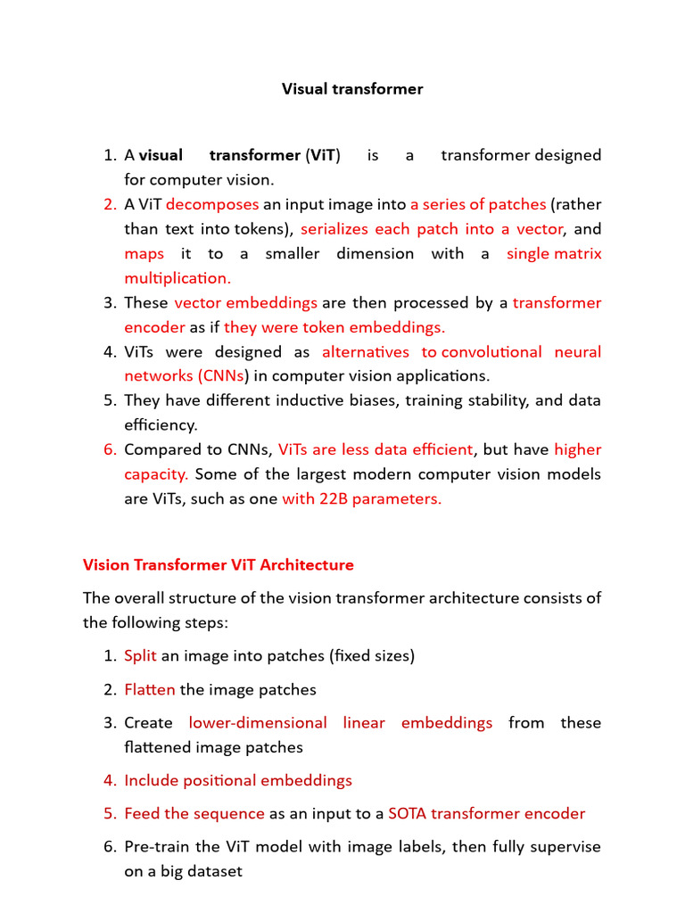 ViT - Visual Transformer Intro | PDF