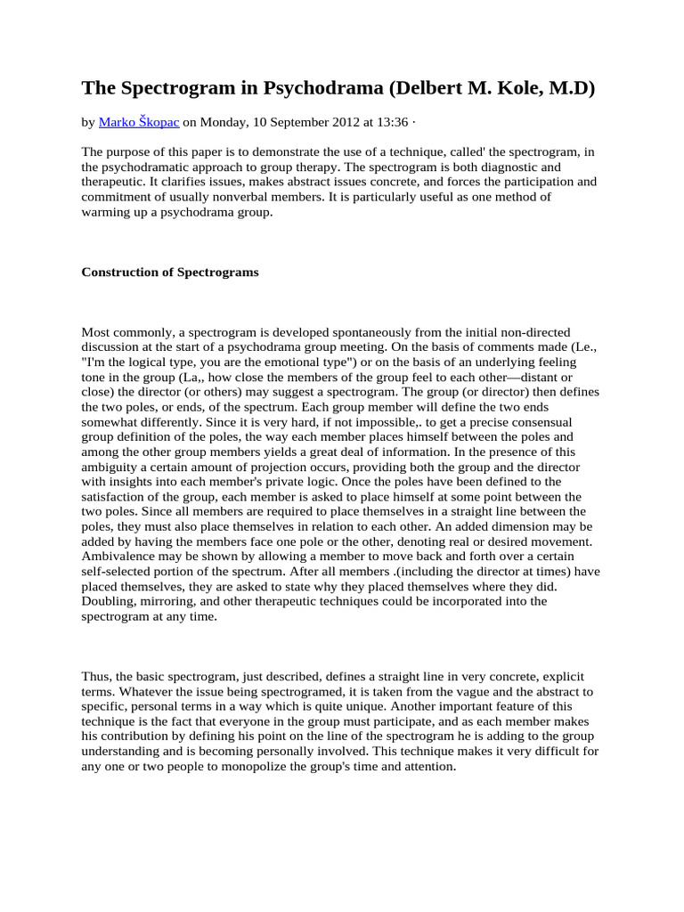 The Spectrogram in Psychodrama | PDF | Psychology | Psychological Concepts
