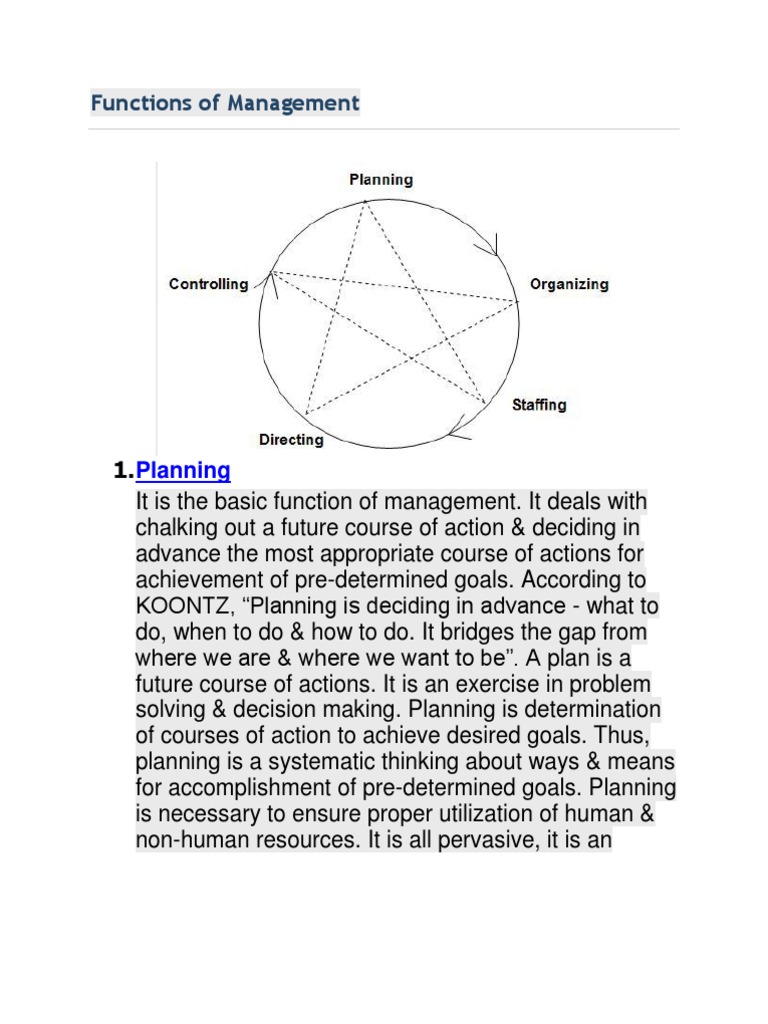 Functions of Management: Planning | PDF | Strategic Planning ...