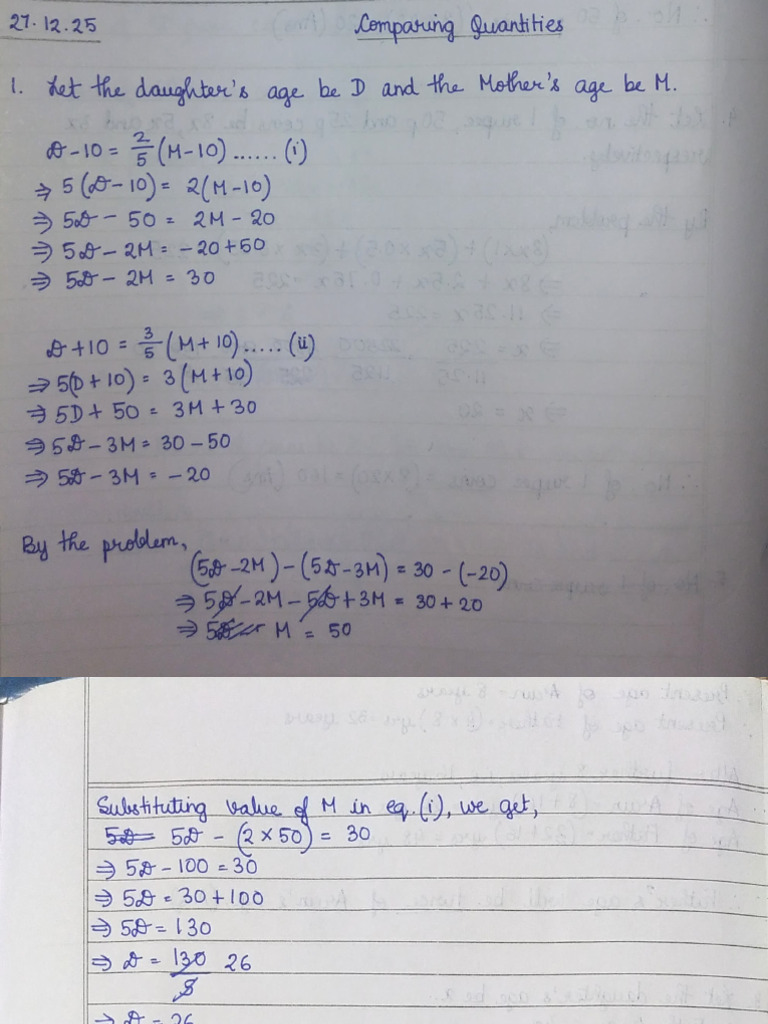 Shourja Ghosh Class 7 Maths HW 27.12.25 Comparing Quantities | PDF | Chess Theory | Chess Openings