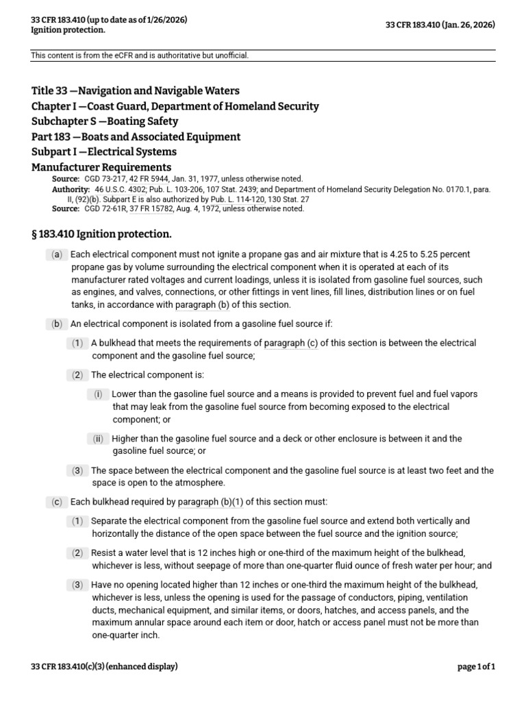 33 CFR 183.410 (Up To Date As of 1-26-2026) | PDF | Gasoline