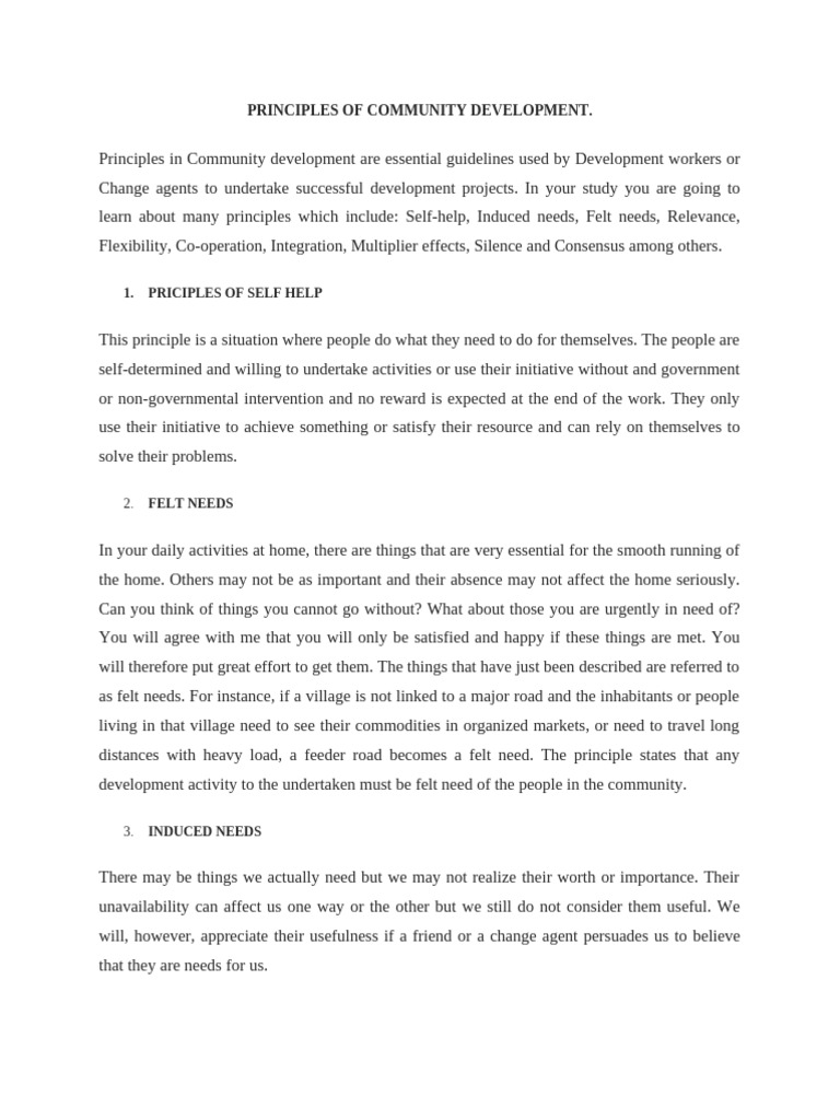 Principles of Community Development | PDF | Leadership | Social Psychology