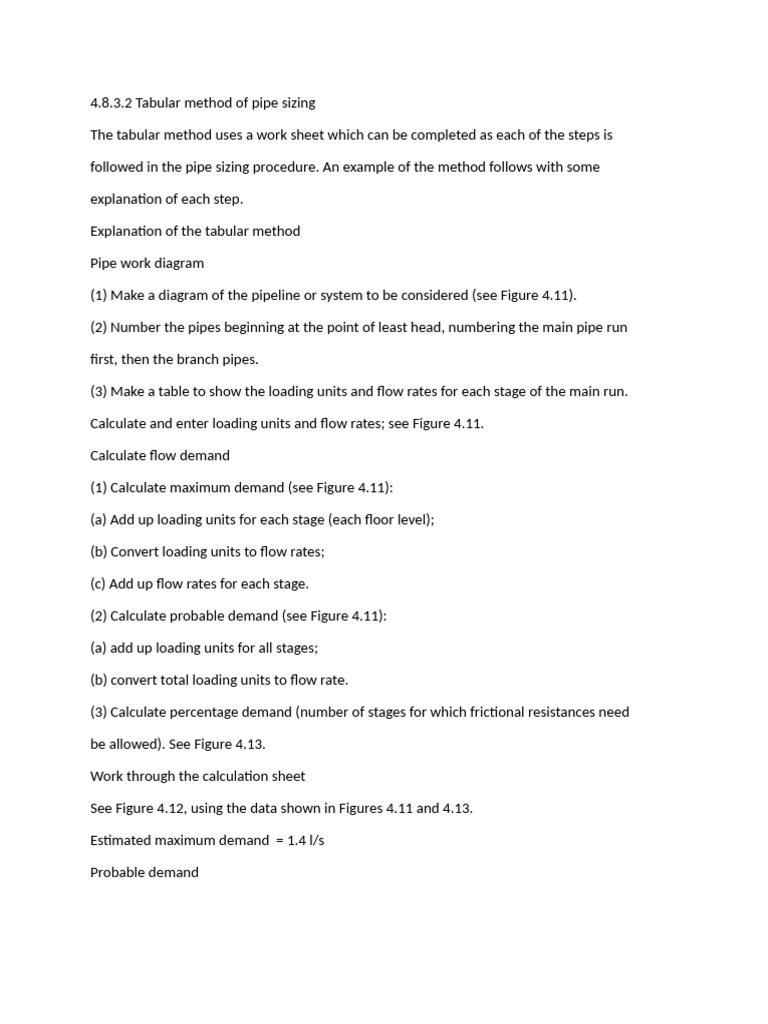 4.8.3.2 Tabular Method of Pipe Sizing | PDF | Flow Measurement | Pipe (Fluid Conveyance)