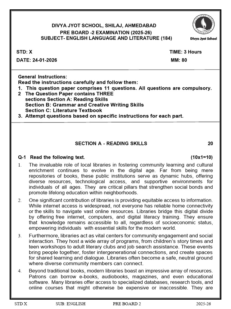 STD X English - Preboard 2-24-26 - 63 Copies Front Back | PDF ...