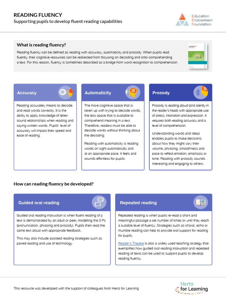 Reading Fluency Glossary 1.0 | PDF | Fluency | Reading Comprehension