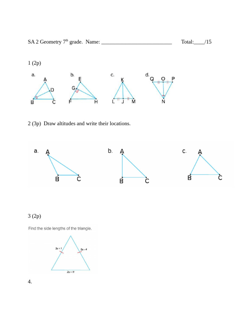 SA-2, 7th Geometry | PDF