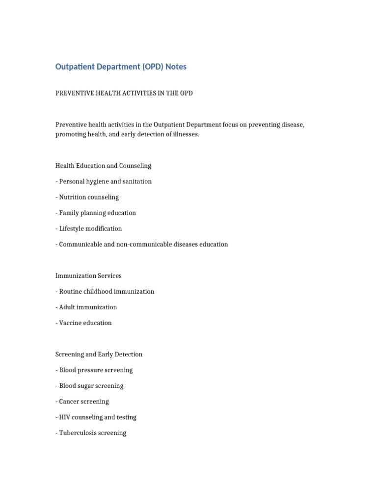 OPD Notes | PDF