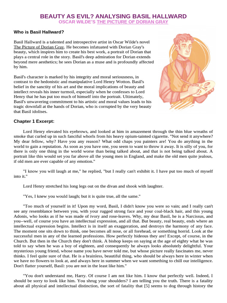 Analysing Basil Hallward | PDF | The Picture Of Dorian Gray