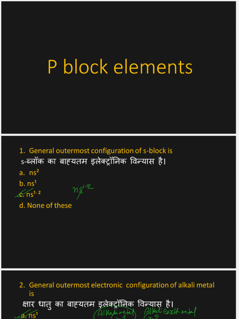 p BLOCK ELEMENTS, DAY 1_207ff1ea Ddef 439b 885a d3646294acce | PDF