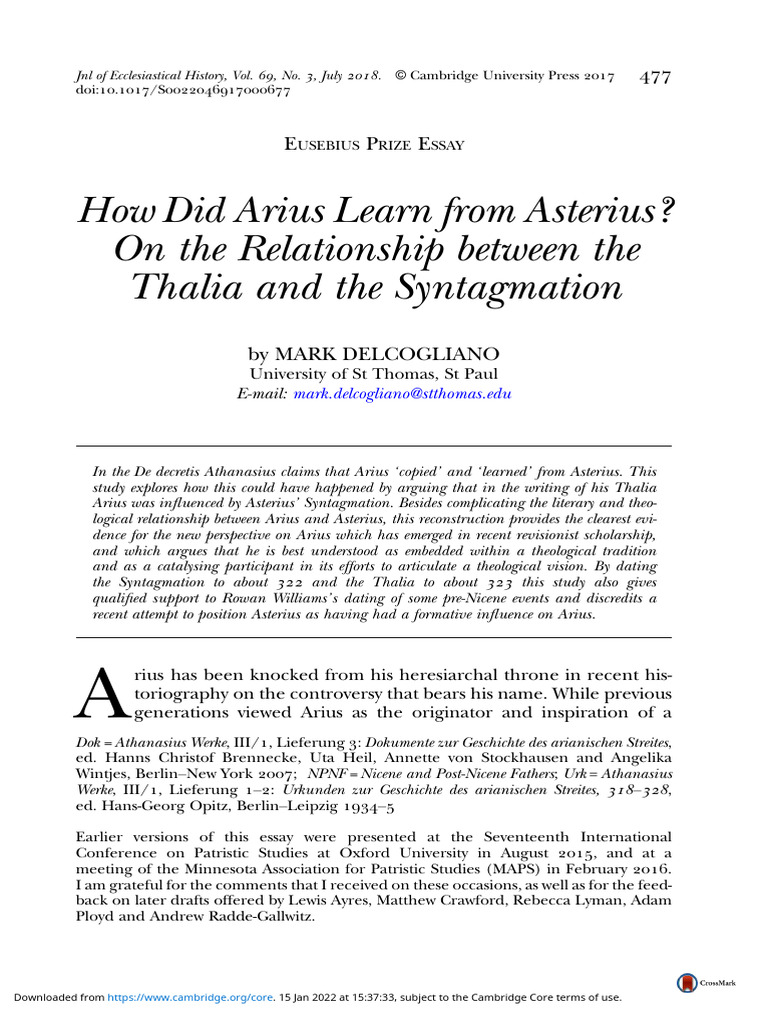 How - Did - Arius - Learn - From - Asterius - On - The Relationship ...