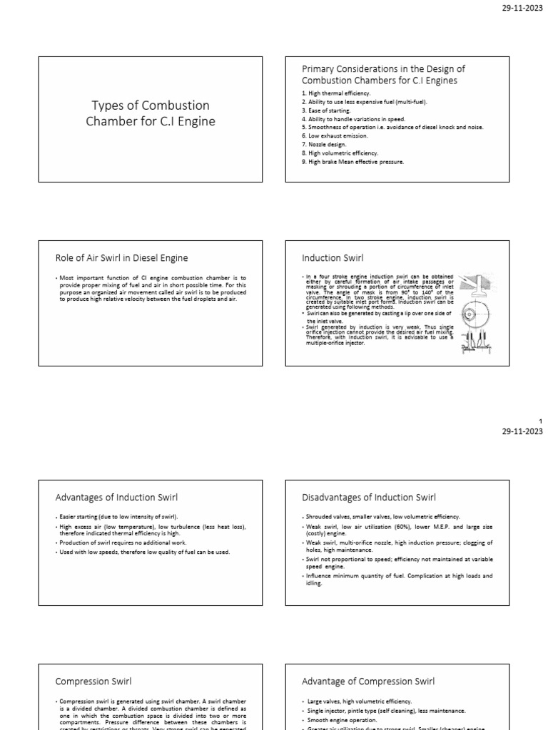 Combustion Chamber in CI Engine | PDF | Diesel Engine | Fuel Injection