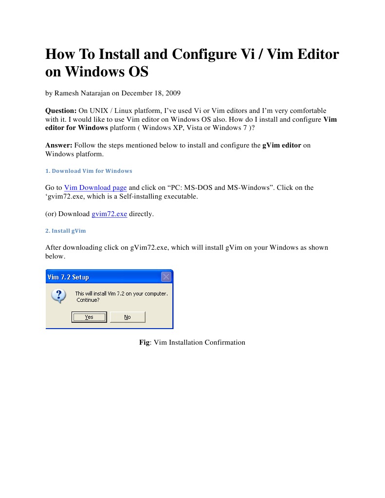 Vim Setup for Windows Users | PDF
