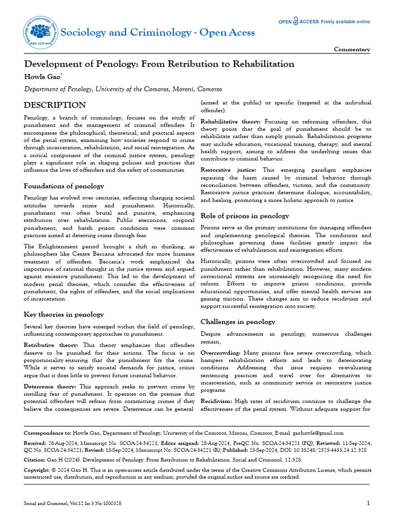 Development of Penology From Retribution To Rehabilitation | PDF ...