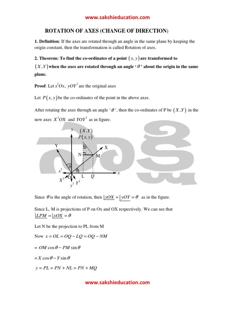 Rotation of Axis | PDF | Trigonometric Functions | Coordinate System