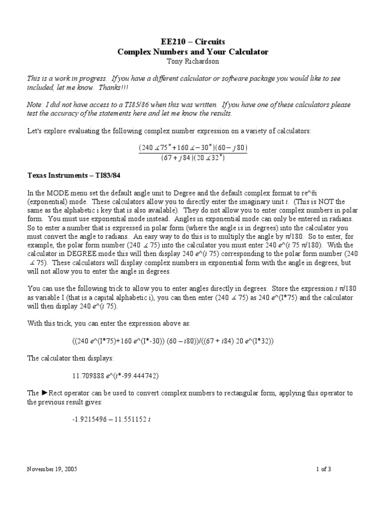 Calculators and Complexnumbers | Download Free PDF | Complex Number | Exponential Function