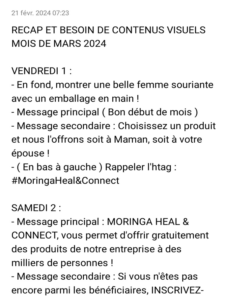 Recap Et Besoin de Contenus Visuels Mois de Mars 2024 | PDF