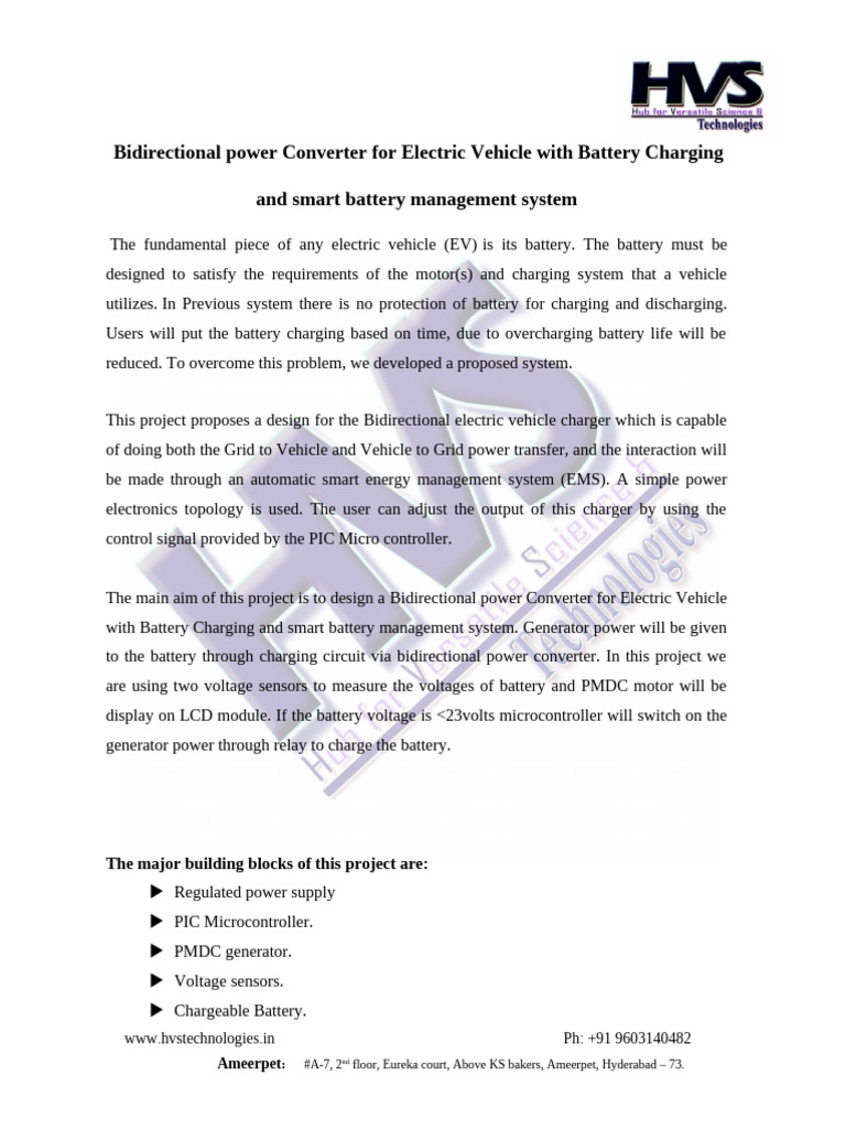 HVS 3341. Bidirectional Power Converter For Electric Vehicle With ...