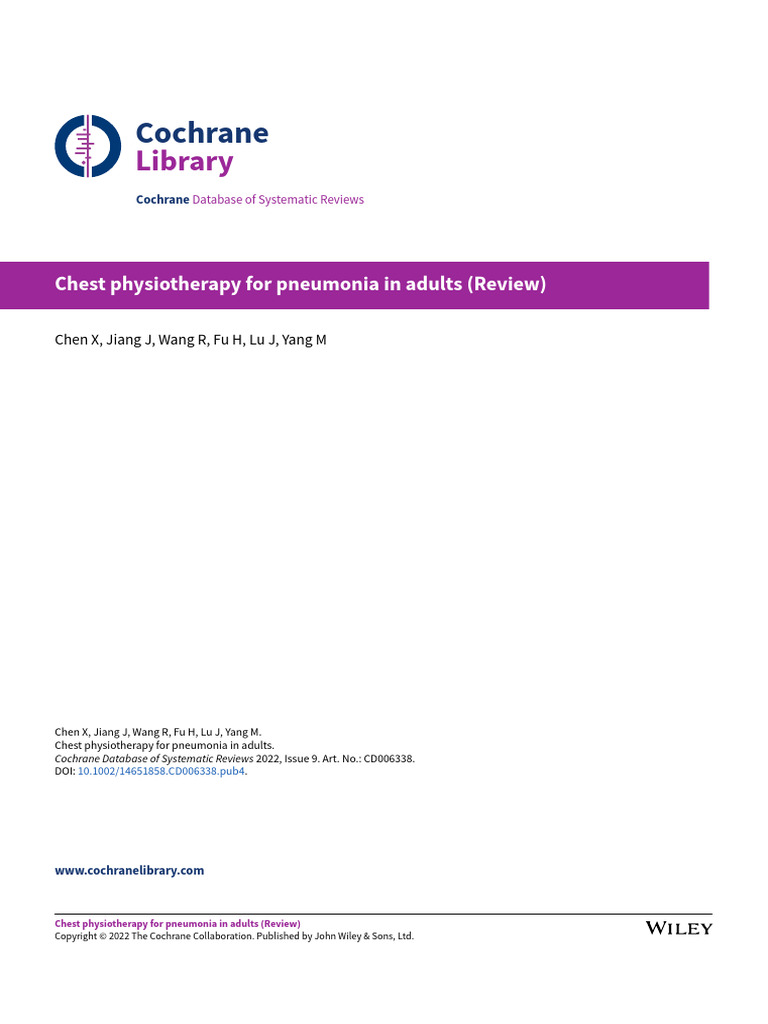 CD 006338 | PDF | Pneumonia | Systematic Review