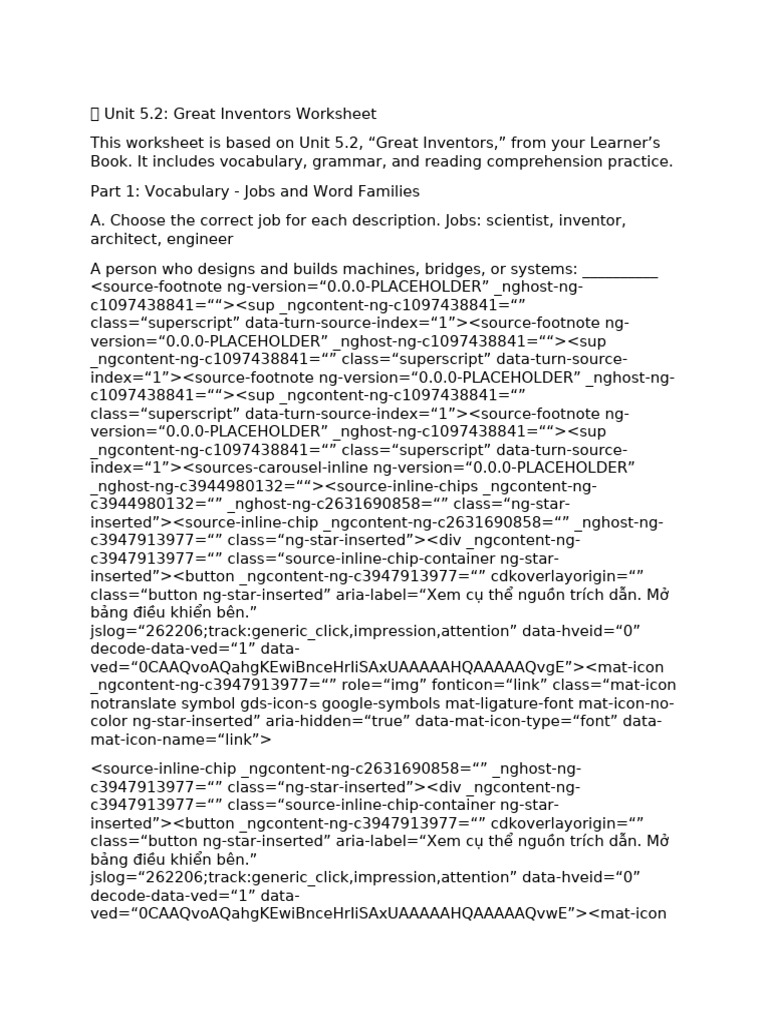 Create Unit 4 - 1 Vocabulary Worksheet | PDF | Invention | Linguistic ...