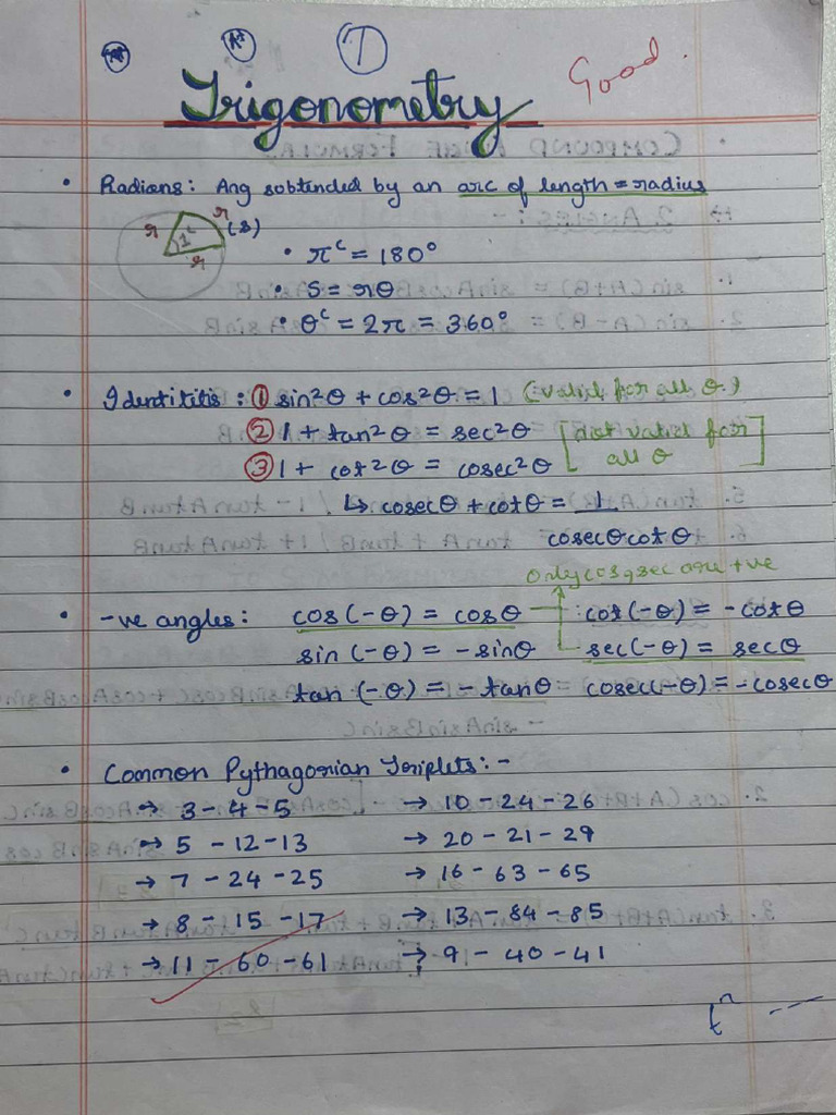 Trigo Fs (Formula Sheet) | PDF