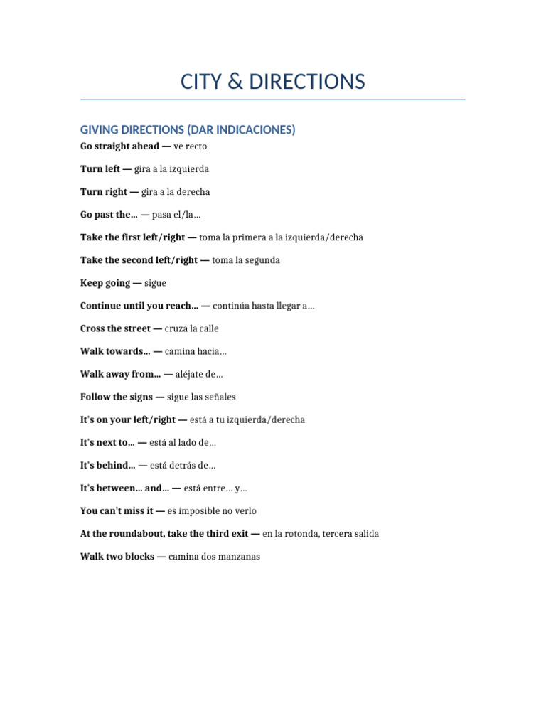 City and Directions | PDF | Transporte | Infraestructura de transporte