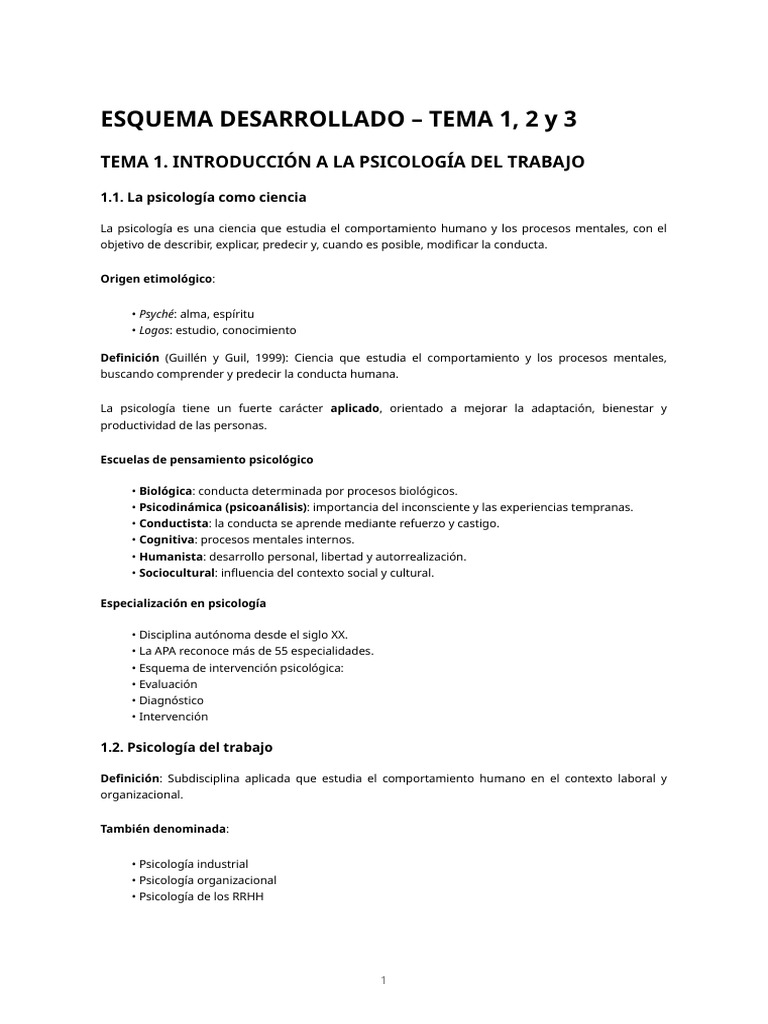 Esquema Rápido Psicología Del Trabajo II (11 Temas) | PDF | Sicología ...