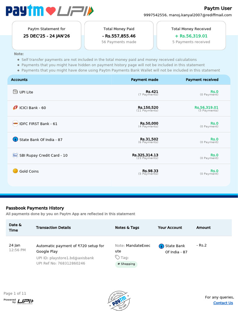 Paytm_UPI_Statement_25_Dec25_-_24_Jan26 (4) | PDF | Payments | Credit Card