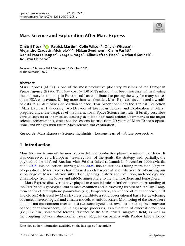 Mars Science and Exploration After Mars | PDF | Mars | Solar Wind