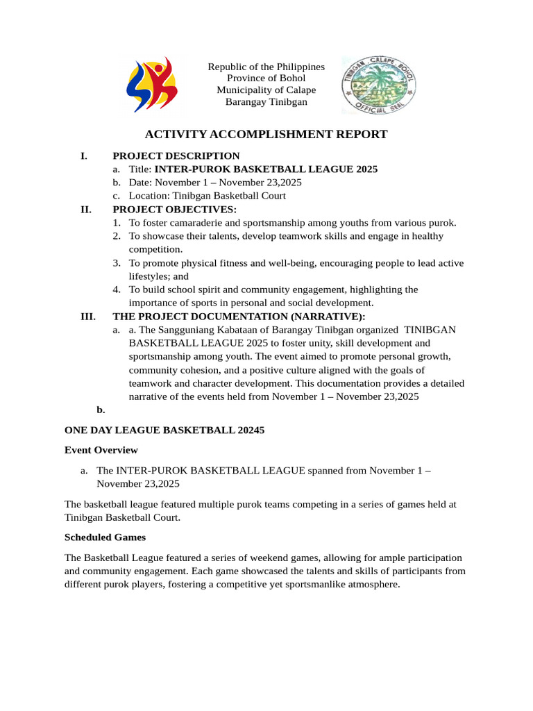 Activity Accomplishment Report | PDF