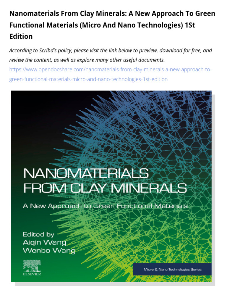 Nanomaterials from Clay Minerals: A New Approach to Green Functional ...