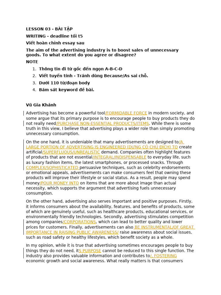 HA94-LESSON-3-WRITING-HW-CORRECTION | PDF | Advertising | Brand