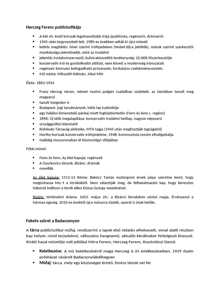 Herczeg Ferenc Publicisztikája | PDF