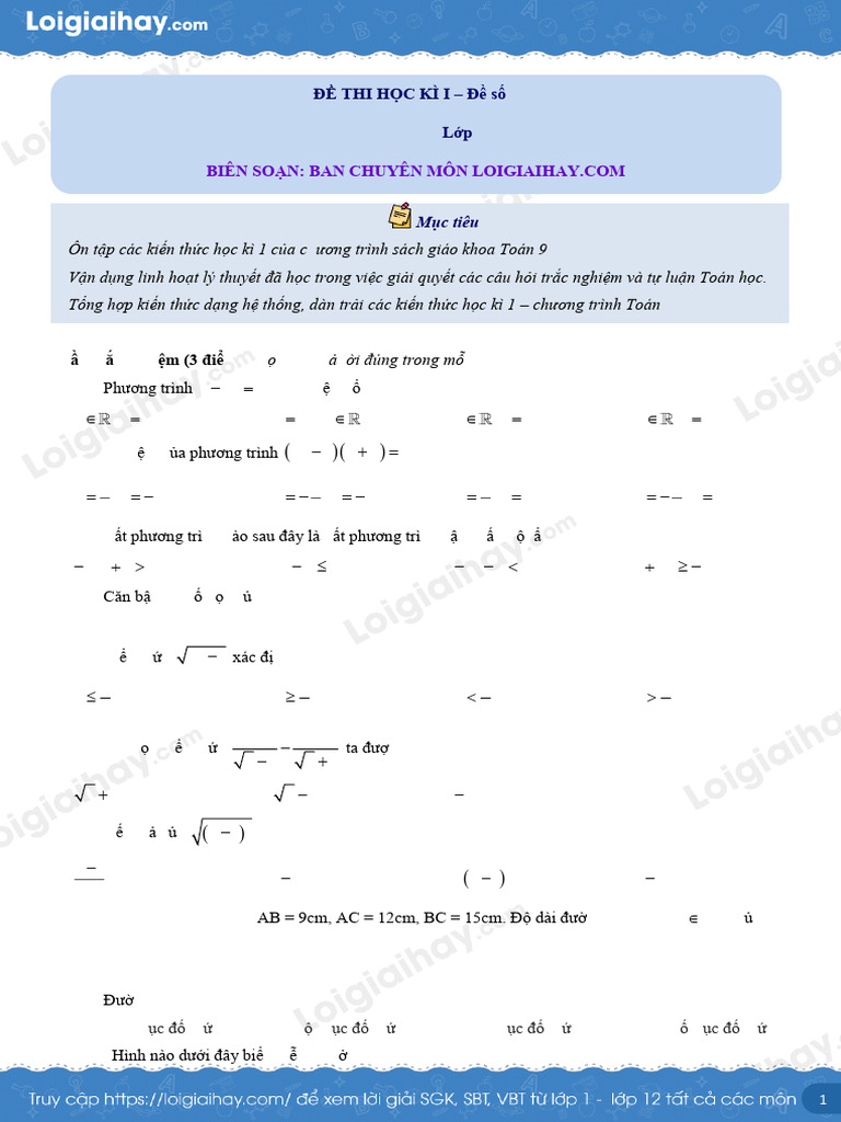 Đề 3 Thi Học Kì 2 Toán 9 | PDF