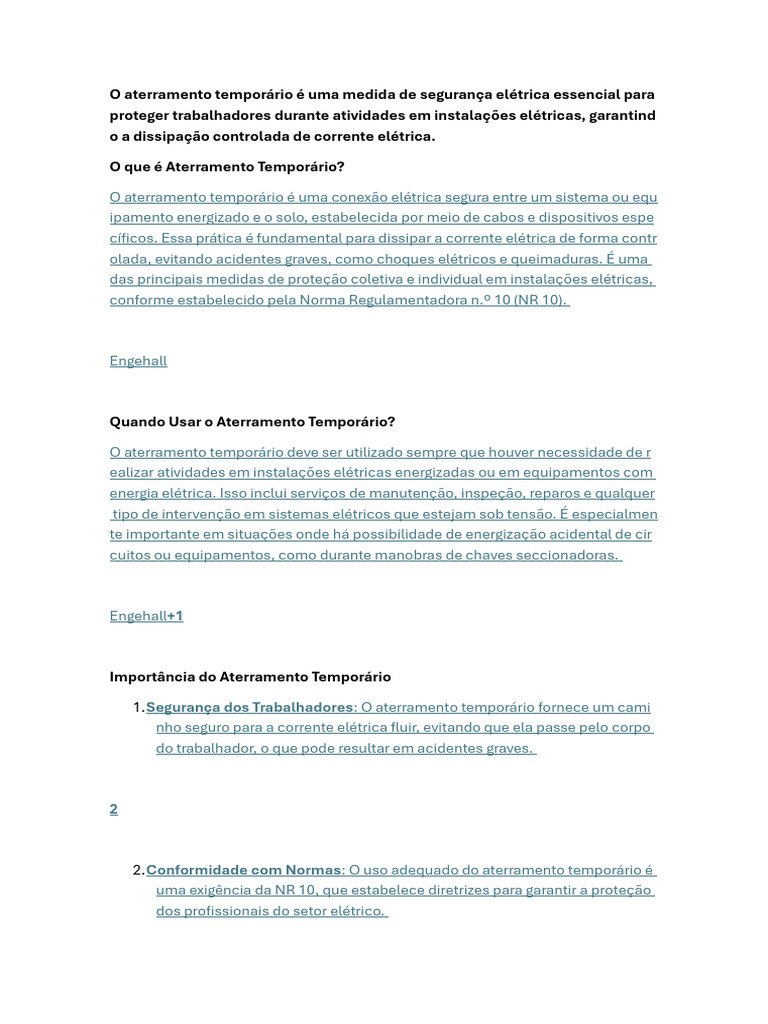 Aterramento Temporário - 2026 | PDF | Fiação elétrica | Eletricidade