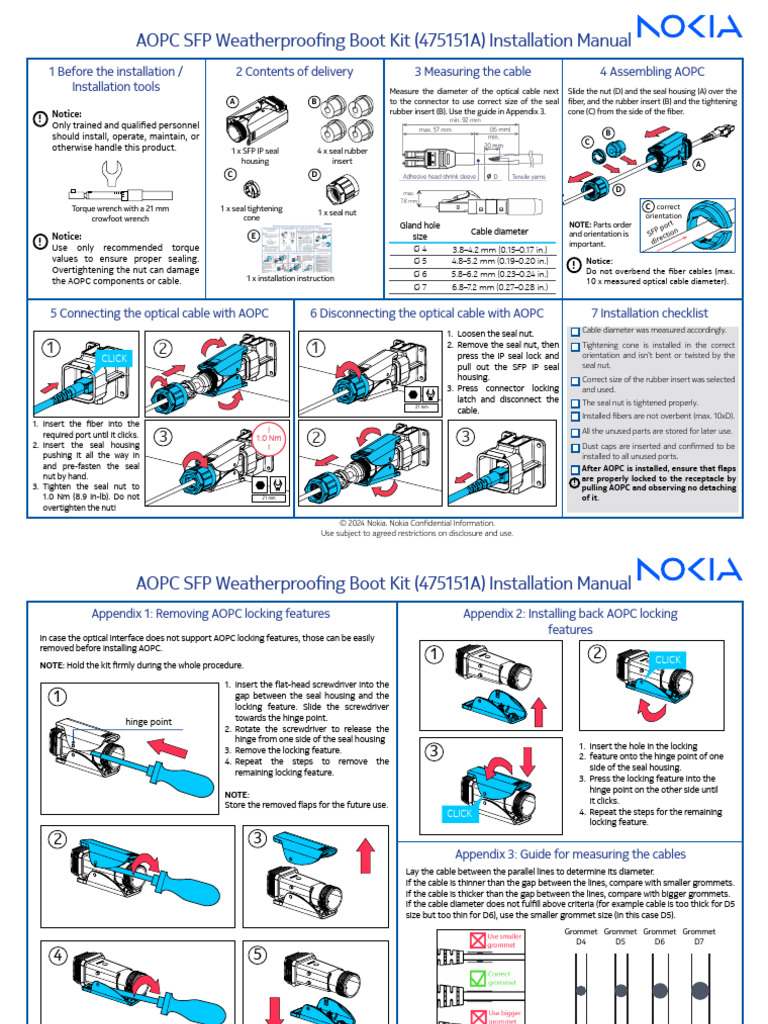AOPC SFP Weatherproofing Boot Kit 475151A Installation Manual | PDF ...