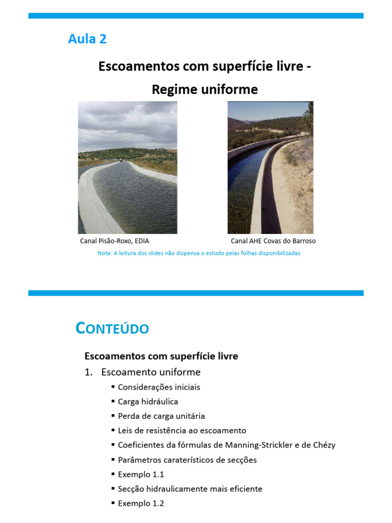2 - Escoamento Uniforme-1 | PDF | Mecânica dos fluidos | Coeficiente de Reynolds