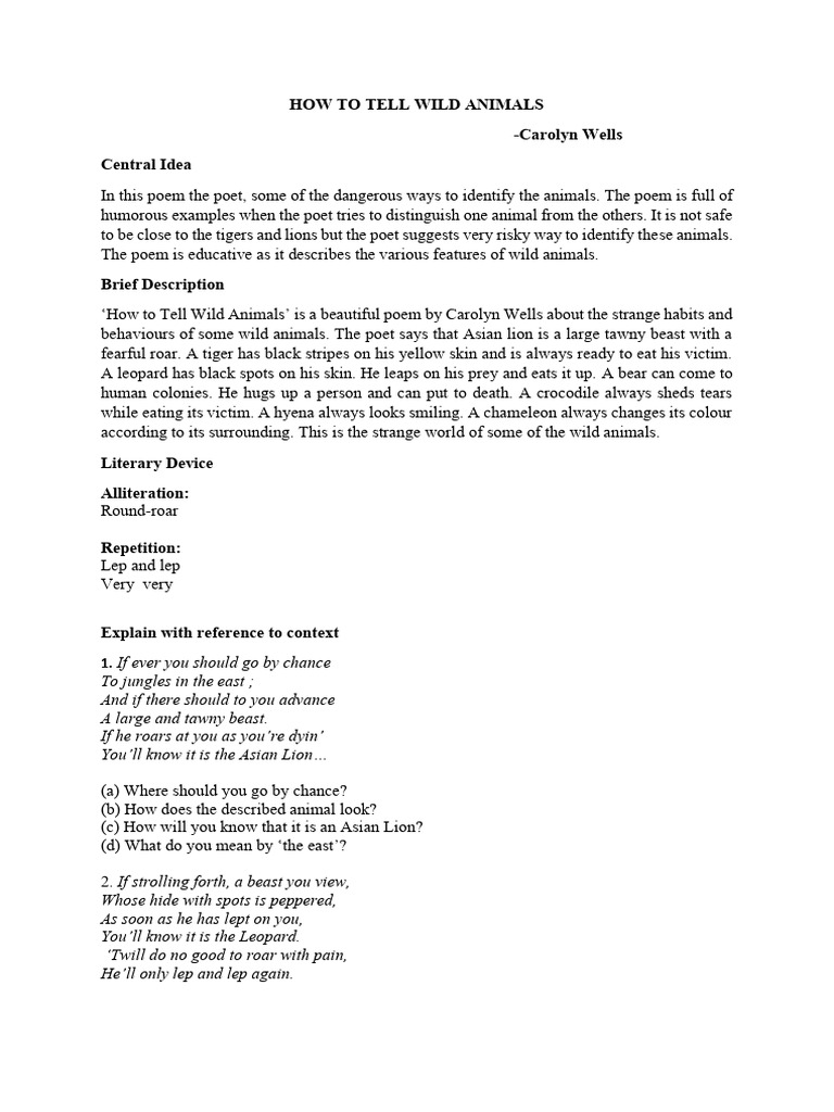 How to Tell Wild Animals , Updated | PDF | Tiger | Lion